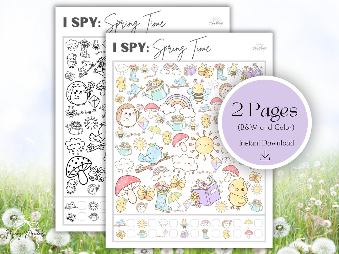 Spring I Spy Printable Activity, Easter Game, Kids Coloring Sheet ...
