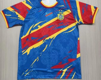 DR Congo Africa Blue Football Jersey Blue Personalized Customized Adult ...