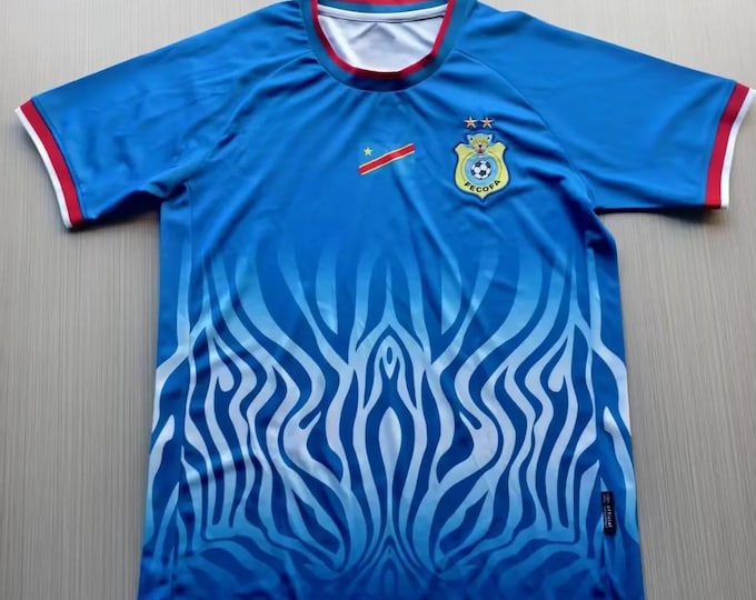 DR Congo Africa Blue Football Jersey Blue Personalized Customized Adult ...