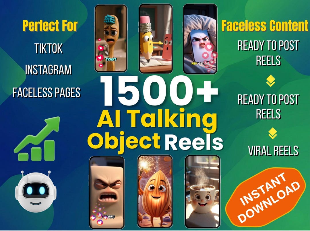1500+ AI Talking Objects Reels Bundle, Viral Faceless Instagram Reels ...