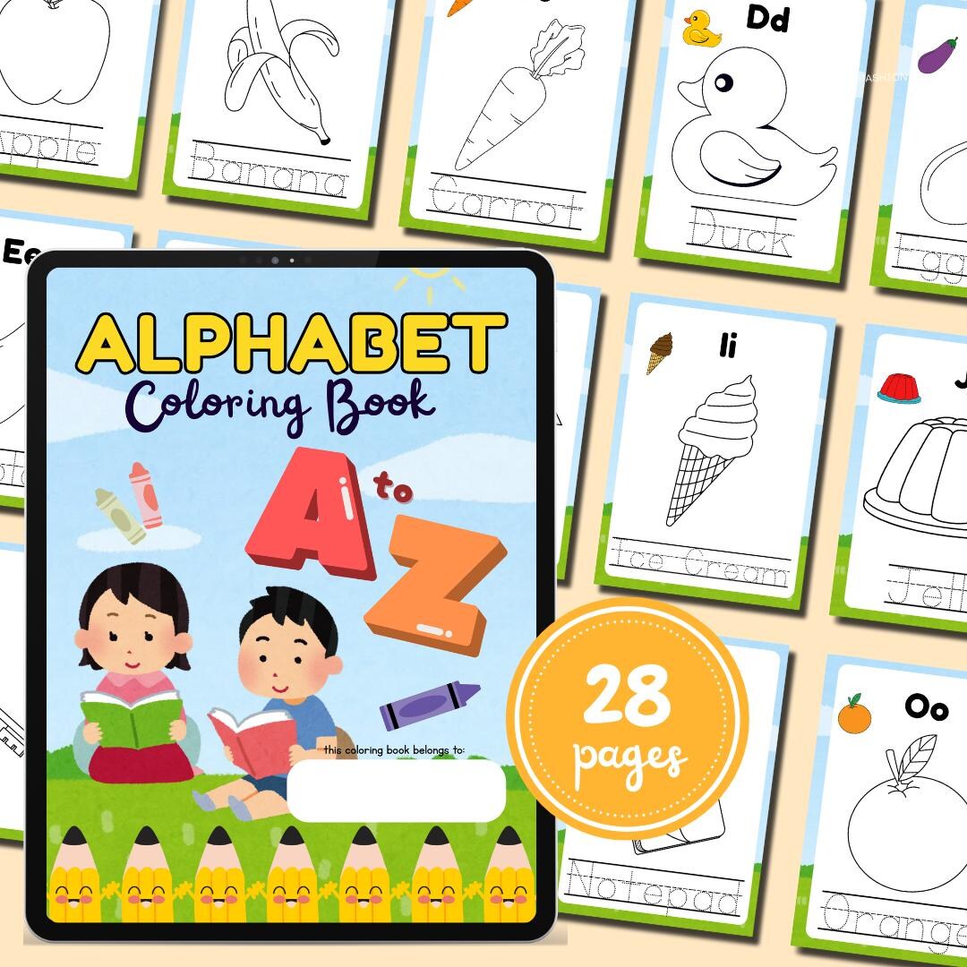 Alphabet Coloring Book | A–Z Printable PDF | Kids Learning Activity - Etsy