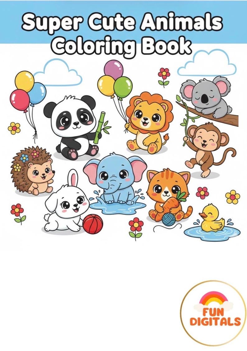 Super Cute Animal Coloring Book for Kids / Kawaii / Animal Coloring ...