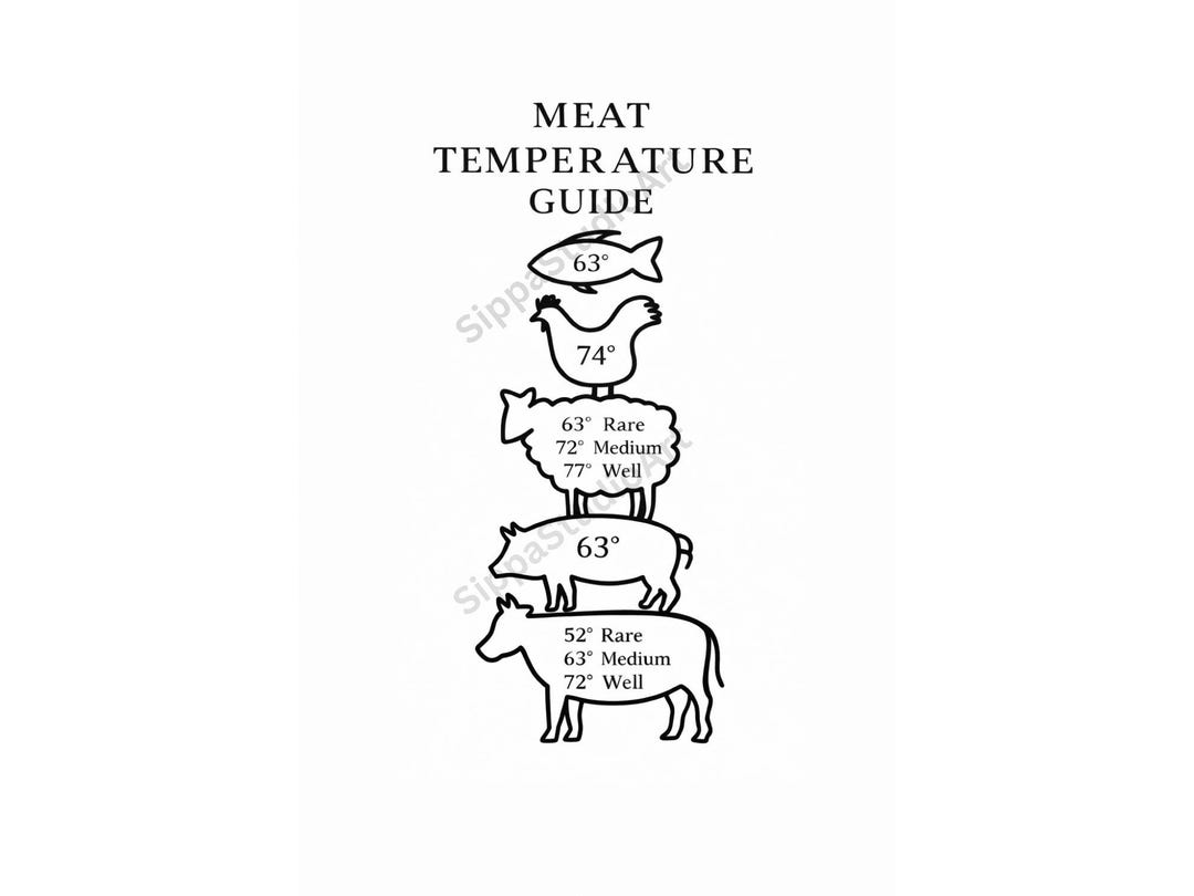 Meat Temperature Guide – Modern Kitchen Wall Art – Minimal Cooking ...