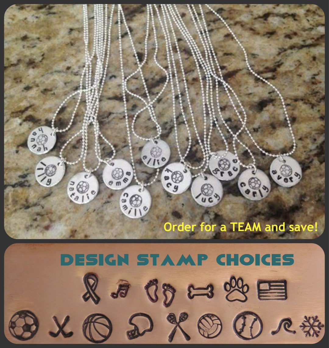 Team Necklaces Personalized Sport Coach Player Name Custom Hand Stamped ...