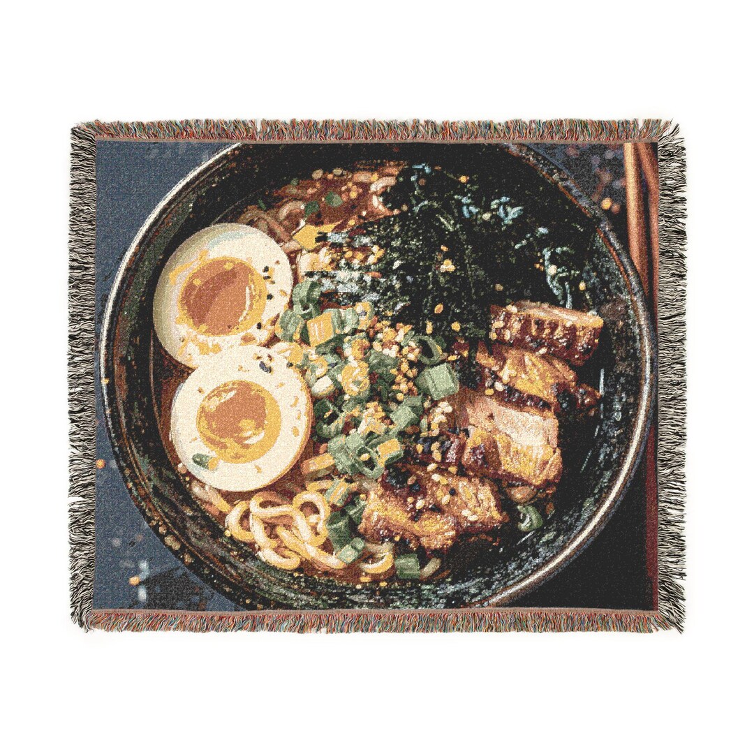 Japanese Ramen Food Art Woven Blanket, Cotton Tapestry Throw, Photo ...