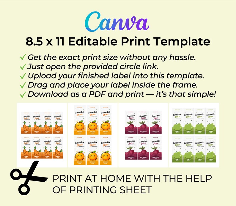 Editable Juice Bottle Label Template, Fresh Juice Label Sticker Design ...