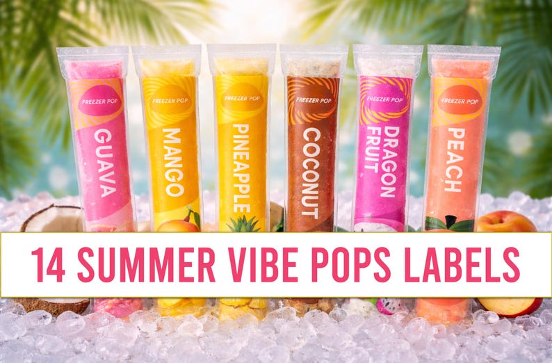 Editable Freezer Pop Labels Canva Template | Ice Pop Packaging Design ...
