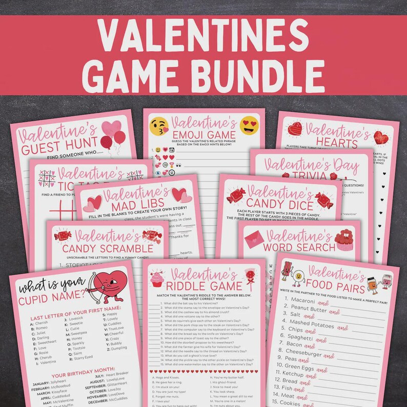 Valentine's Day Games Bundle | Printable Party Games (PDF Download) - Etsy
