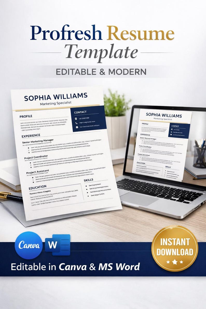 Editable Resume & Cover Letter With Digital Resume Template for ...