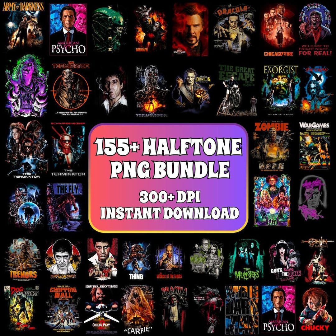 Halftone Movie PNG Bundle, Retro Horror Designs (digital Download) - Etsy