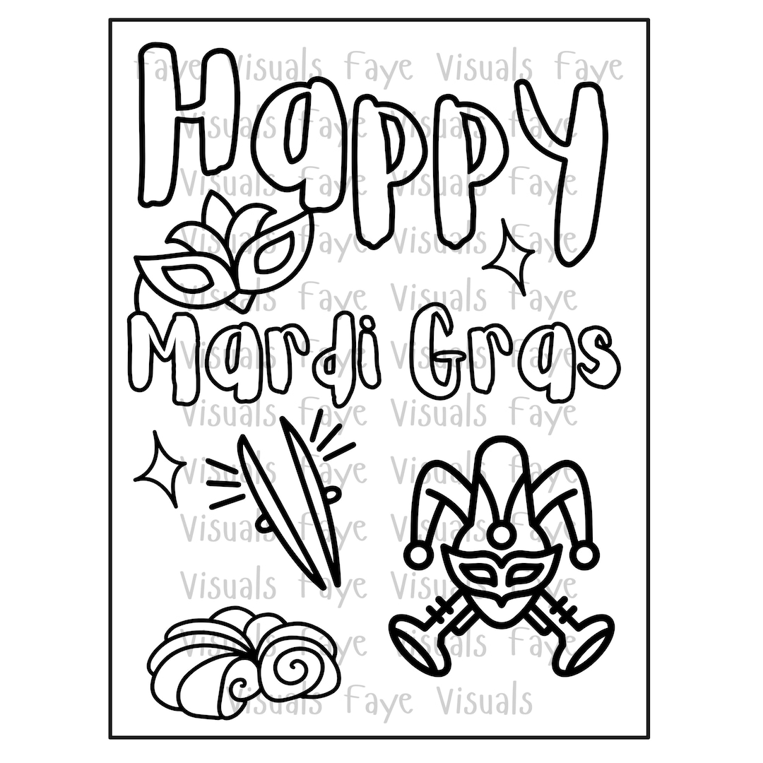 Mardi Gras Coloring Pages - Digital Download PDF Only - 13 Pages - Etsy