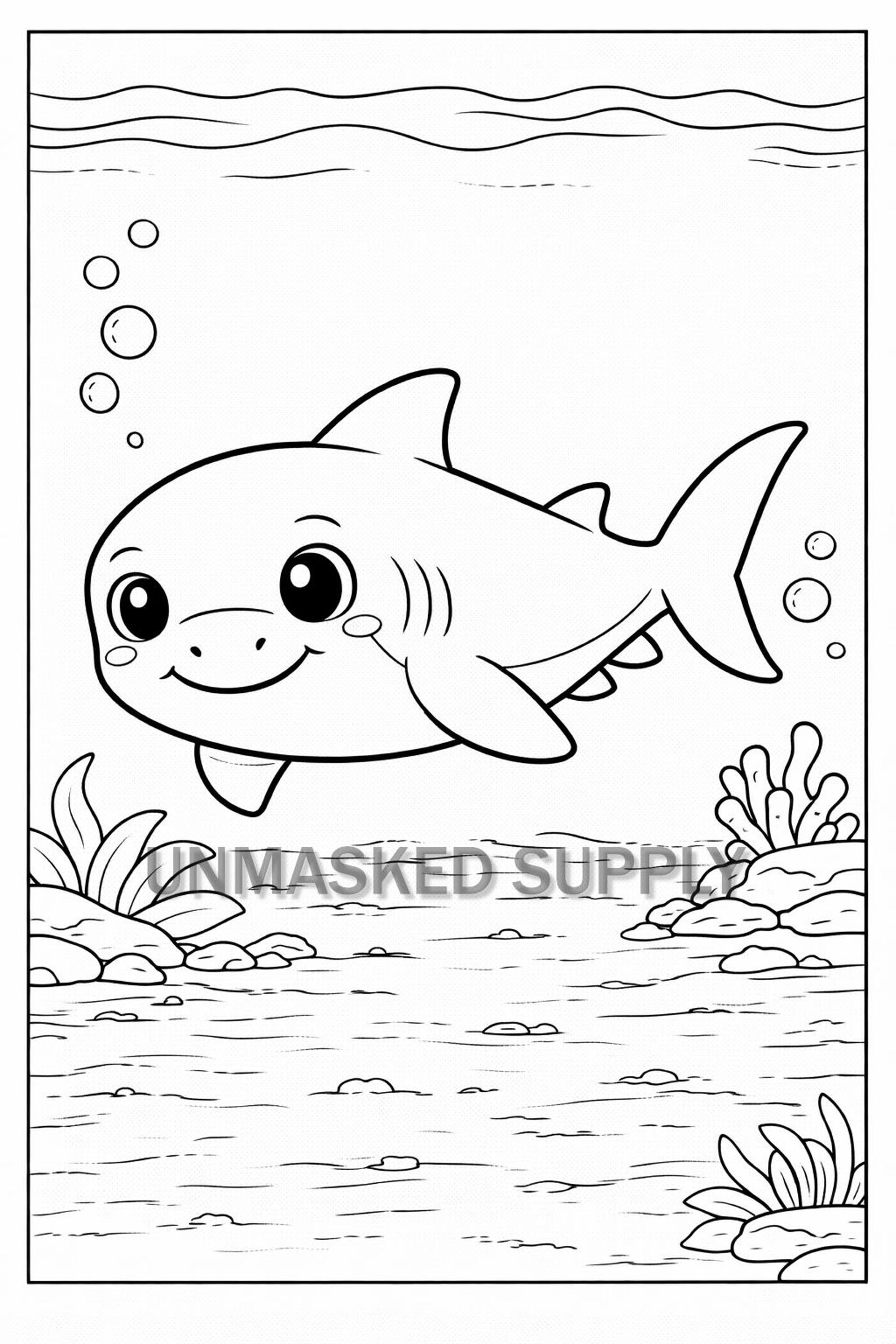 Shark Coloring Page for Kids – Simple Animal Coloring Sheet – Autism ...