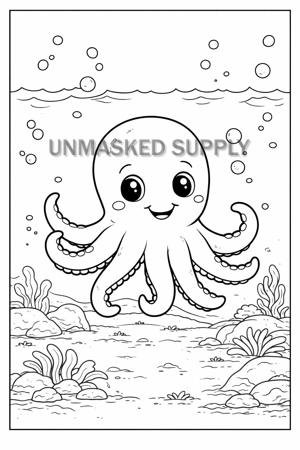Octopus Coloring Page for Kids – Simple Animal Coloring Sheet – Autism ...