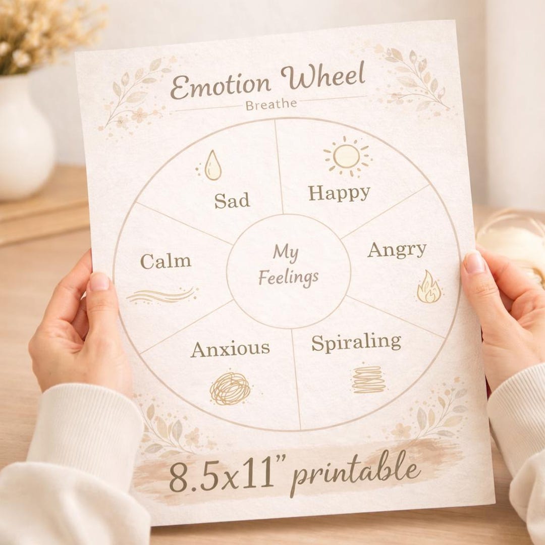 Emotion Wheel Printable | ADHD Autism Feelings Chart | Therapy Tool (8 ...
