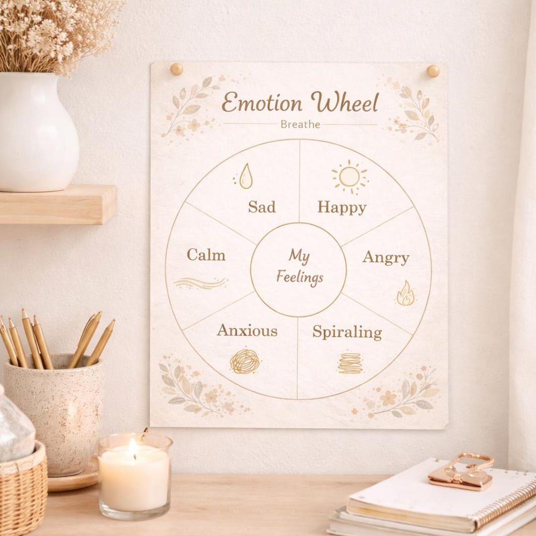 Emotion Wheel Printable | ADHD Autism Feelings Chart | Neutral Therapy ...