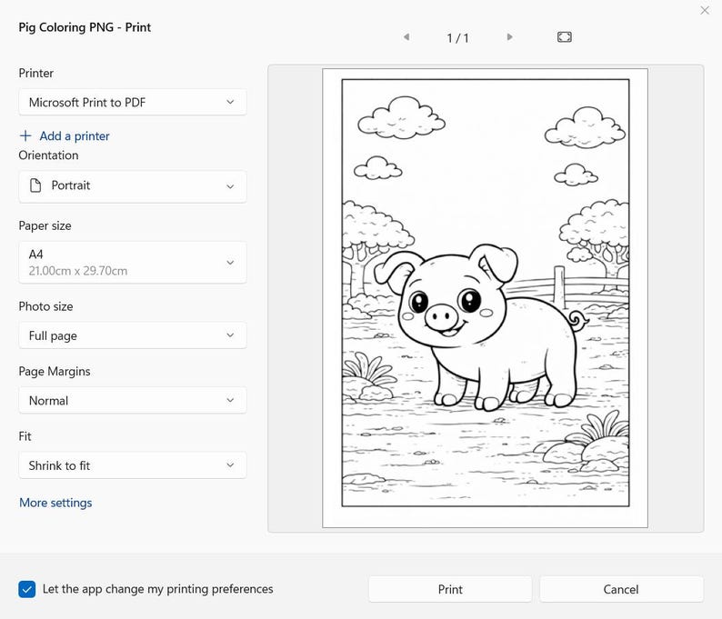 Pig Coloring Page for Kids – Simple Animal Coloring Sheet – Autism ...