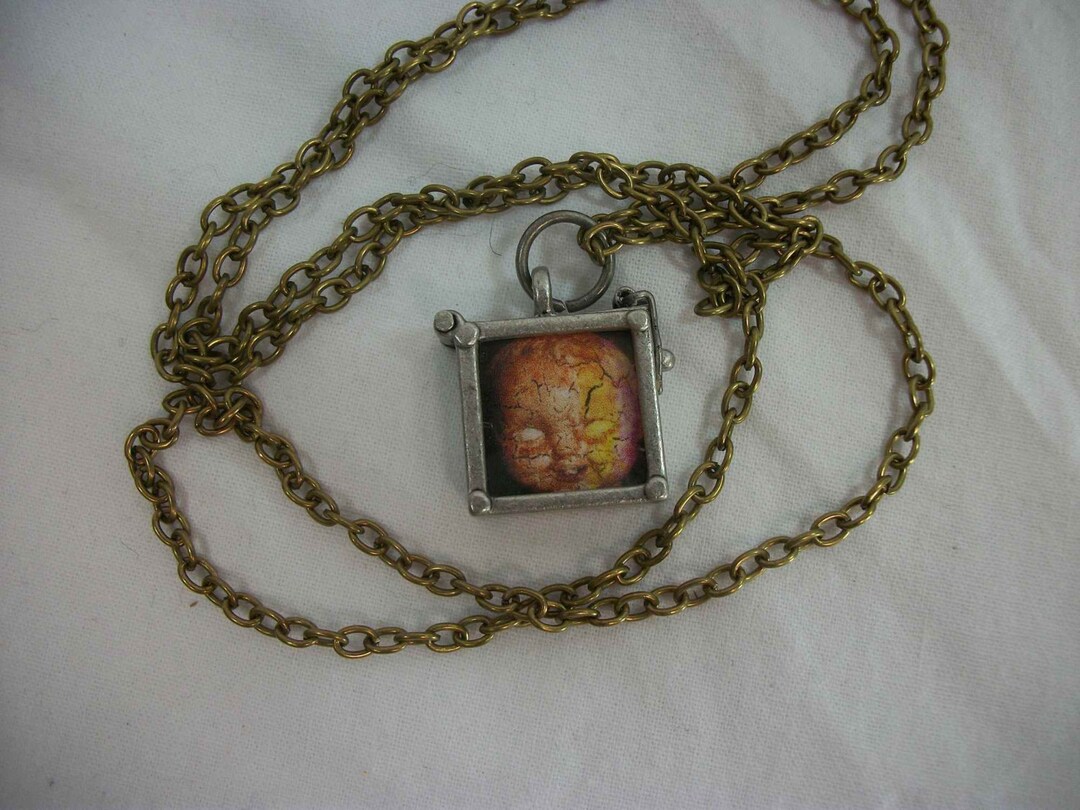 Creepy Doll Photo Jewelry Pendant Glass Metal Two Sided Scary Odd Funny ...