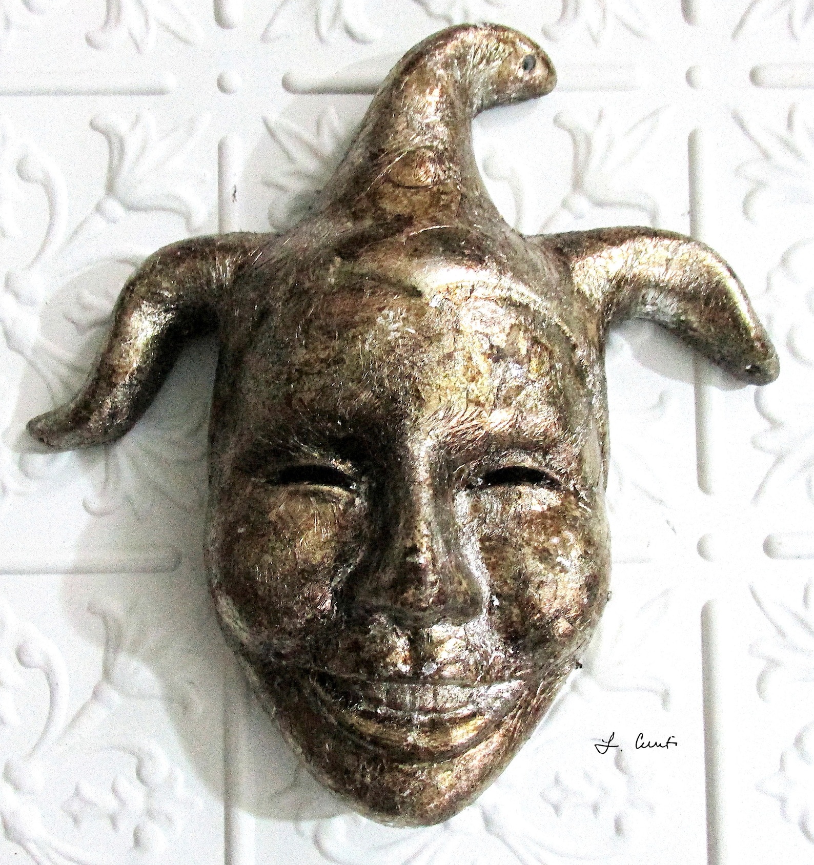 SPOOKY With VIDEO Altered Art Circus Themed Jester Masks Ceramic Light ...