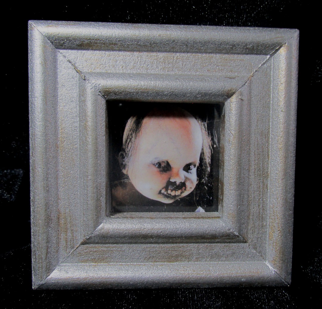 Halloween Prop Framed Creepy Doll Photo Prop Horror Ornament Goth Scary ...