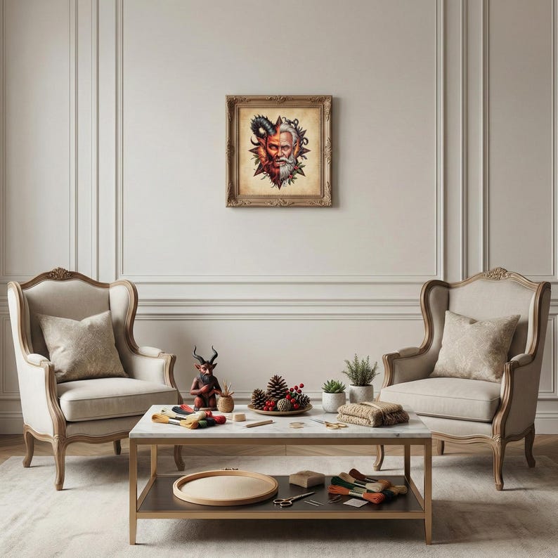 Krampus & Santa Dual Face Cross Stitch Pattern: Gothic Christmas ...