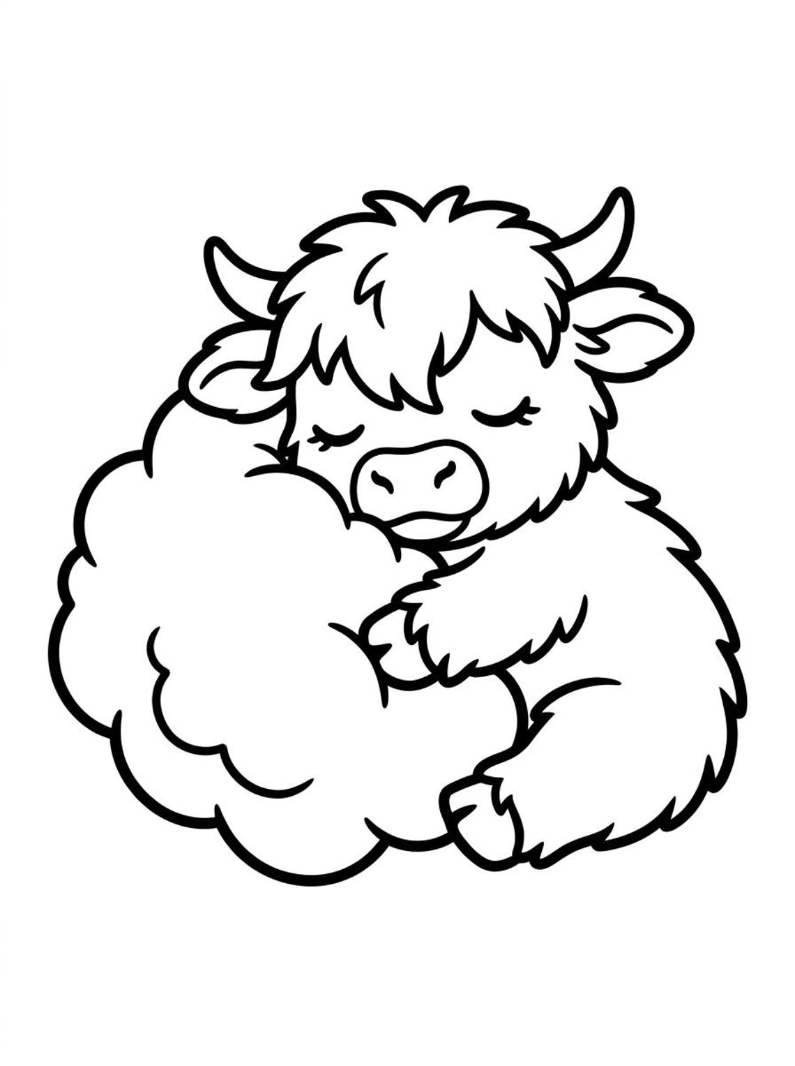 50+ Highland Cow Coloring Pages for Kids, Fluffy Farm Animal Activity ...