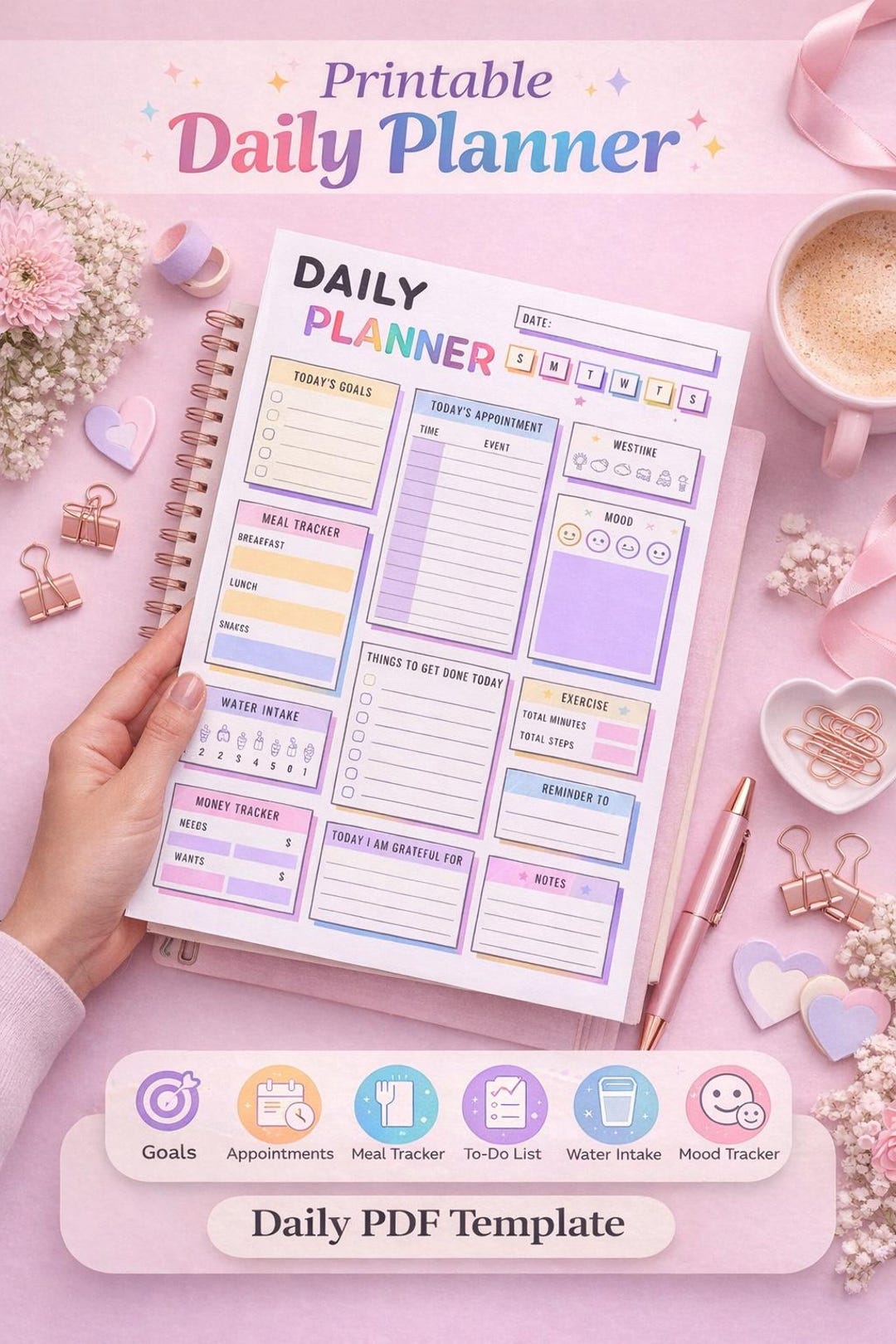 Editable Printable Daily Planner (digital Download) - Etsy Canada