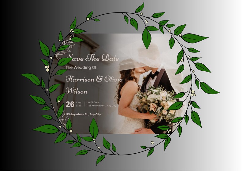 Save the Date Template, Wedding Save the Date Card, Editable Canva Save ...
