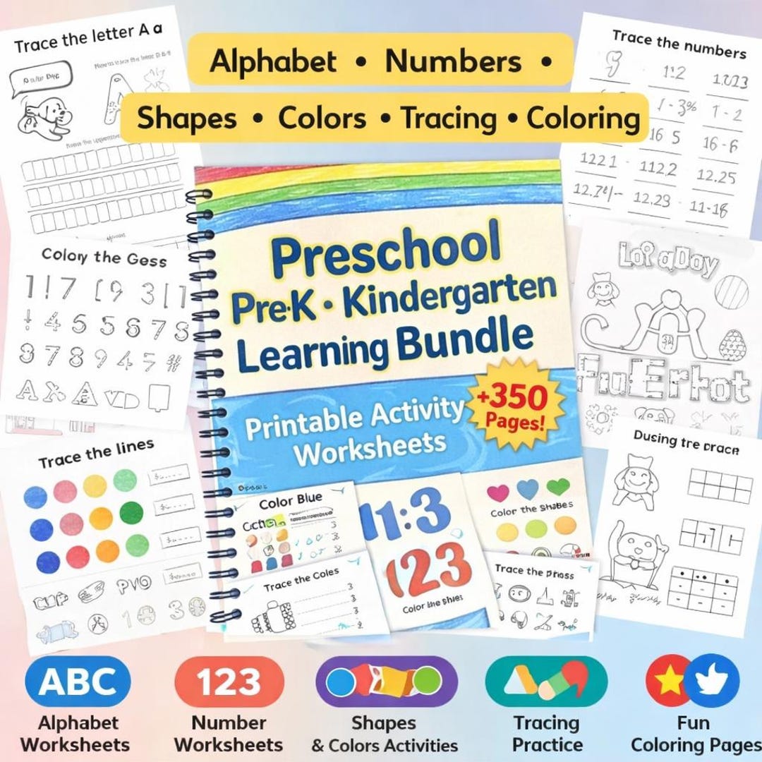 Preschool Pre-k + Kindergarten Learning Bundle | +350 Pages | Printable ...