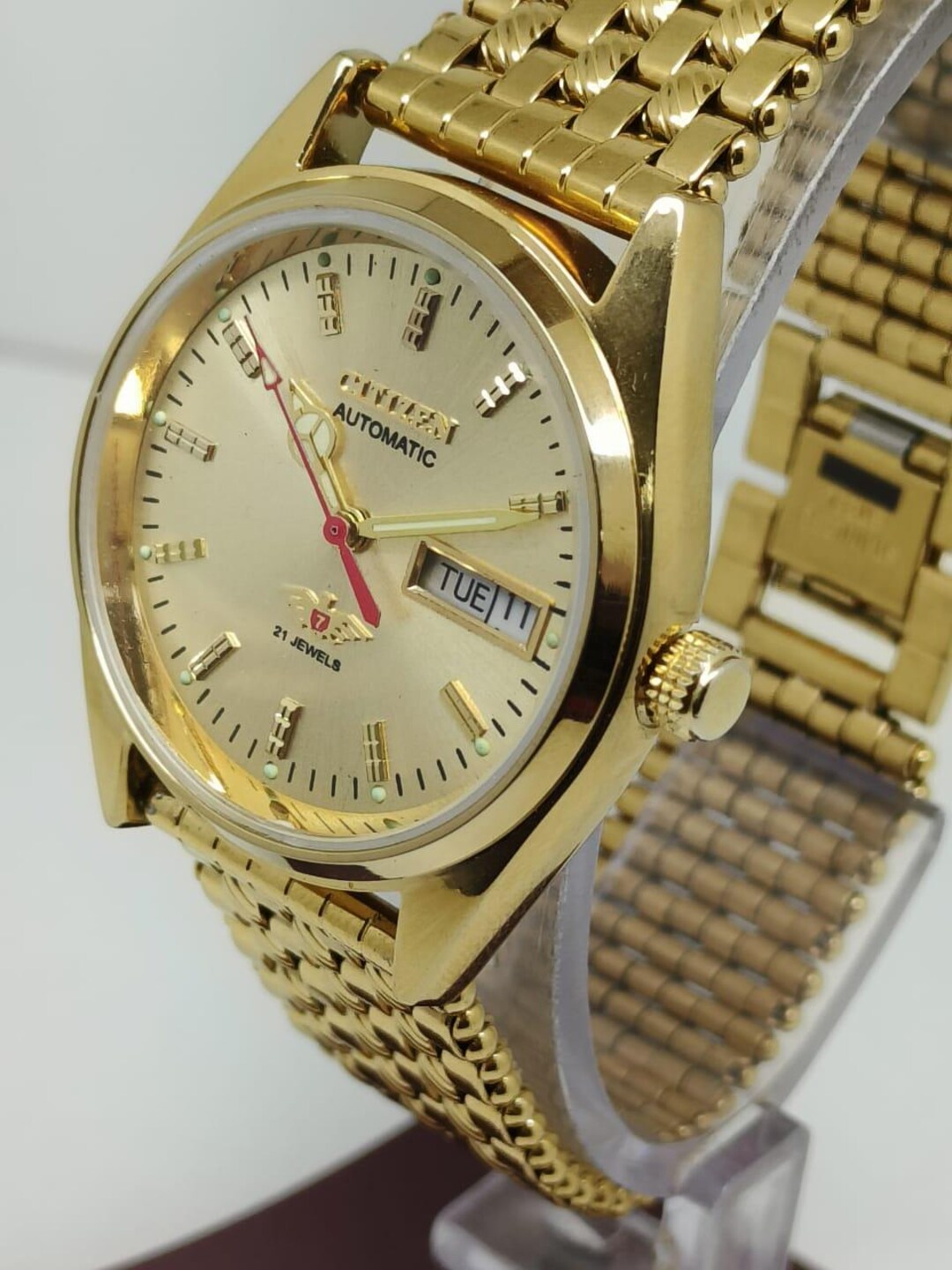 Vintage Citizen Automatic Watch, Yellow Dial, Gold Plated, Day/date - Etsy