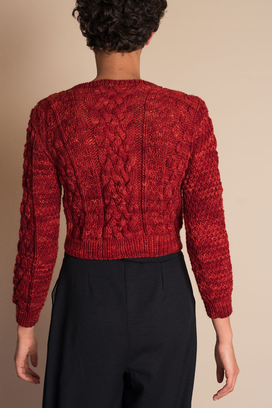 Red Hand Knit Sweater, Hand Dyed Soft Merino Wool - Etsy