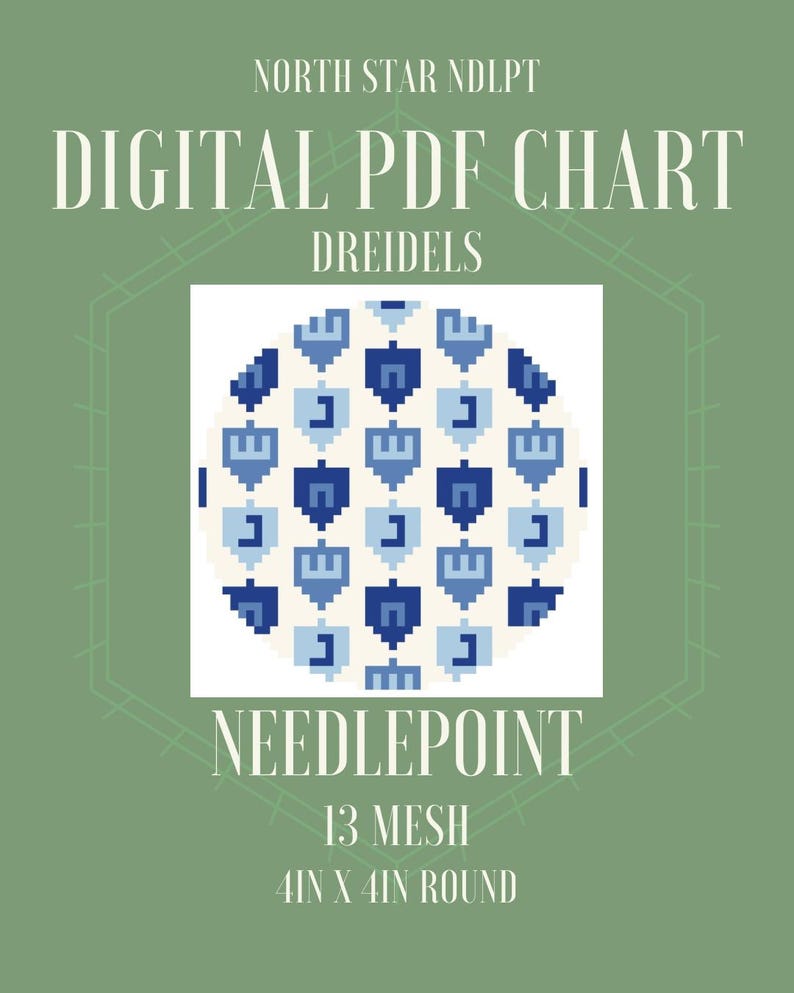 13 Mesh Dreidels 4in Round Digital Needlepoint/cross-stitch Chart - Etsy
