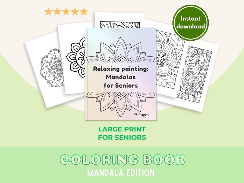 Digital Coloring Book | Mandalas for Seniors — Large-print | High ...