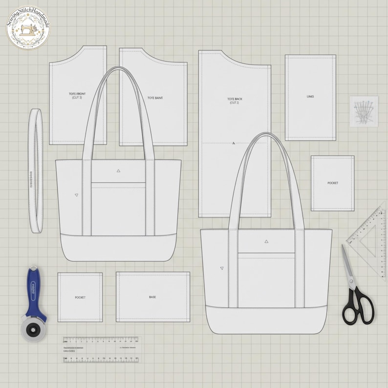 Tote Bag Sewing Pattern PDF | Easy Shoulder Bag Pattern | Minimalist ...