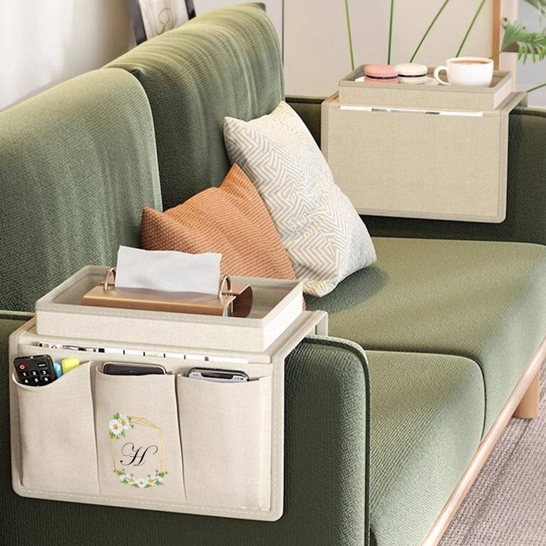 Personalized Sofa Armrest Organizer – Hanging Remote Control Holder ...