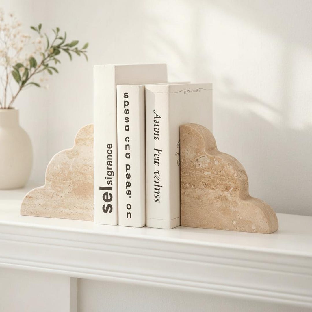 Vintage Travertine Bookends Pair Wave Shape Stone Book Holders - Etsy