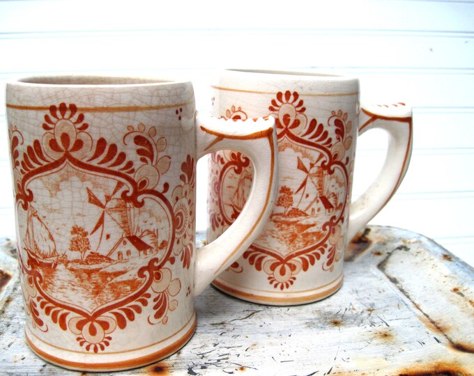 Dutch Beer Steins Traditional Windmill Sepia and Cream - Etsy