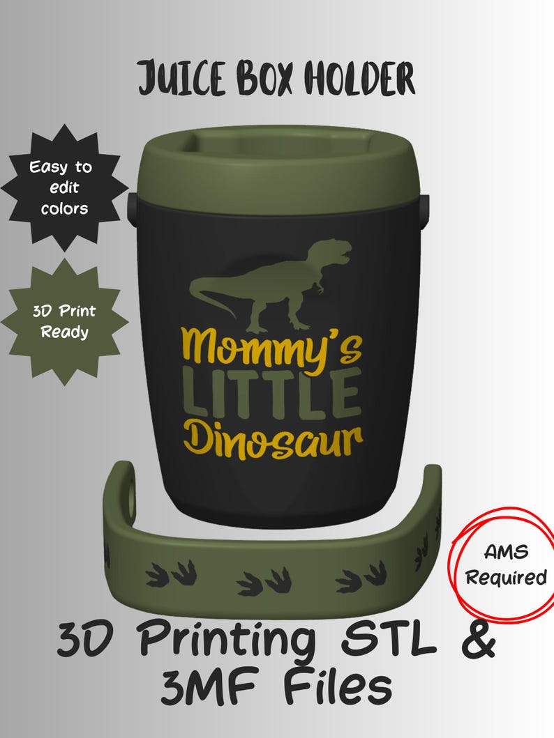 Dinosaur Juice Box Holder 3D Print Files | Mommy's Little Dino (digital ...