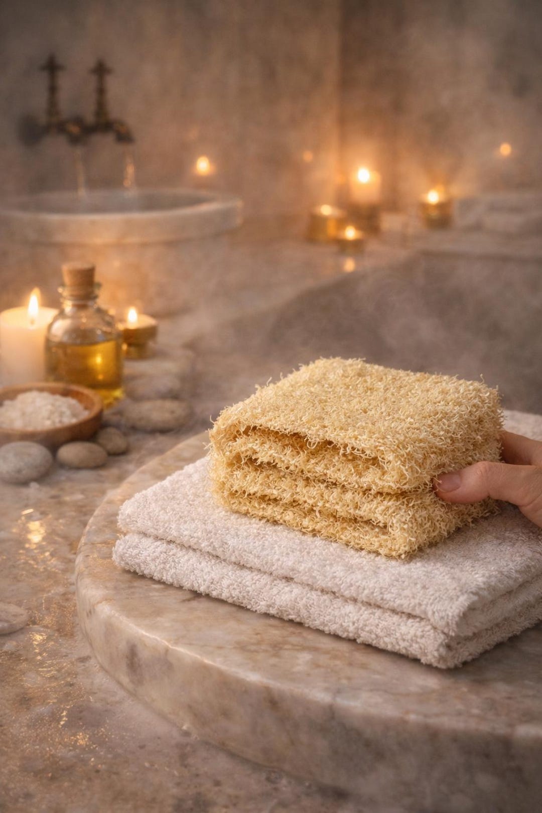 Handmade Turkish Hammam Back Scrubber – Natural Beige Exfoliating Body ...