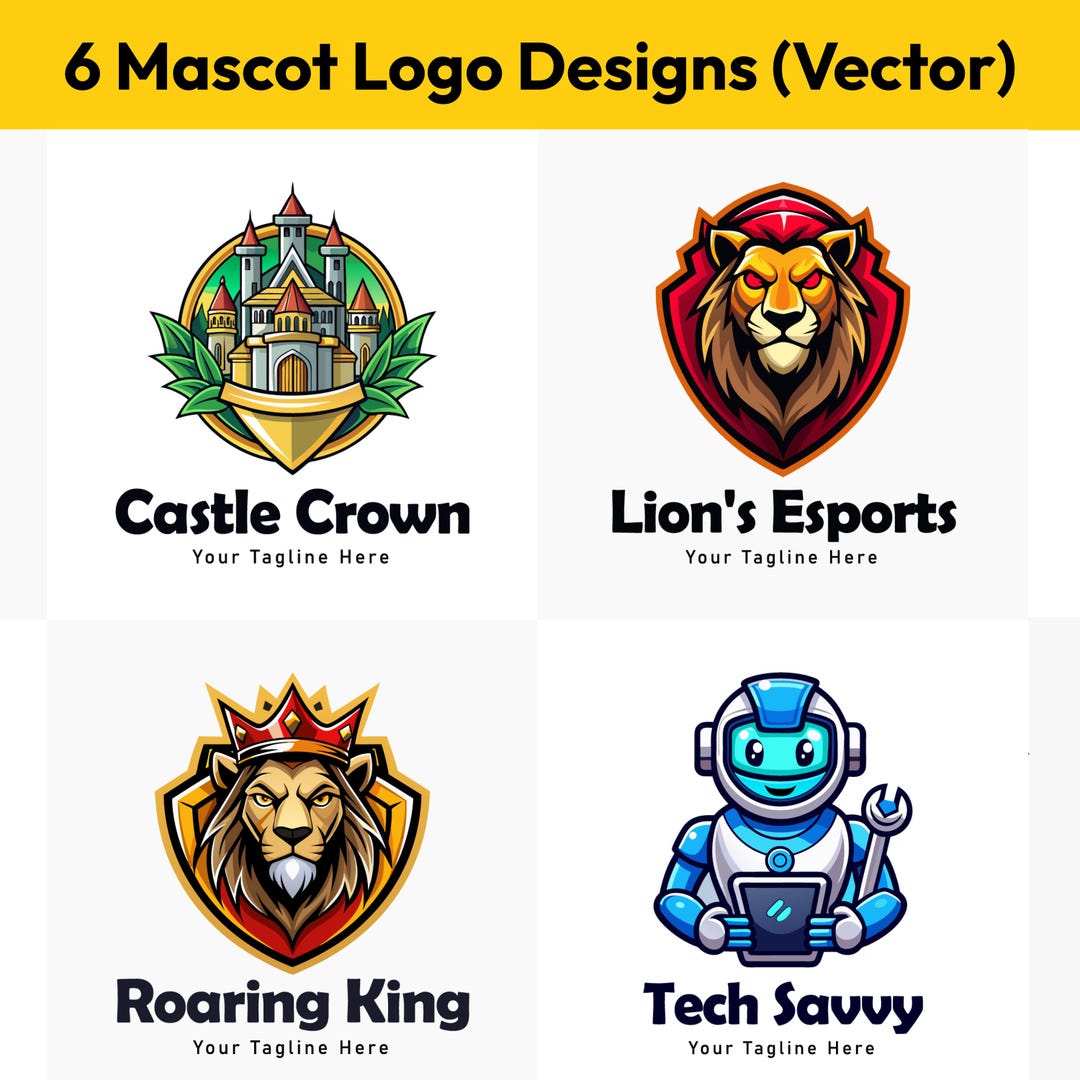 06 Editable Mascot Logo Design Templates (300dpi) - Etsy