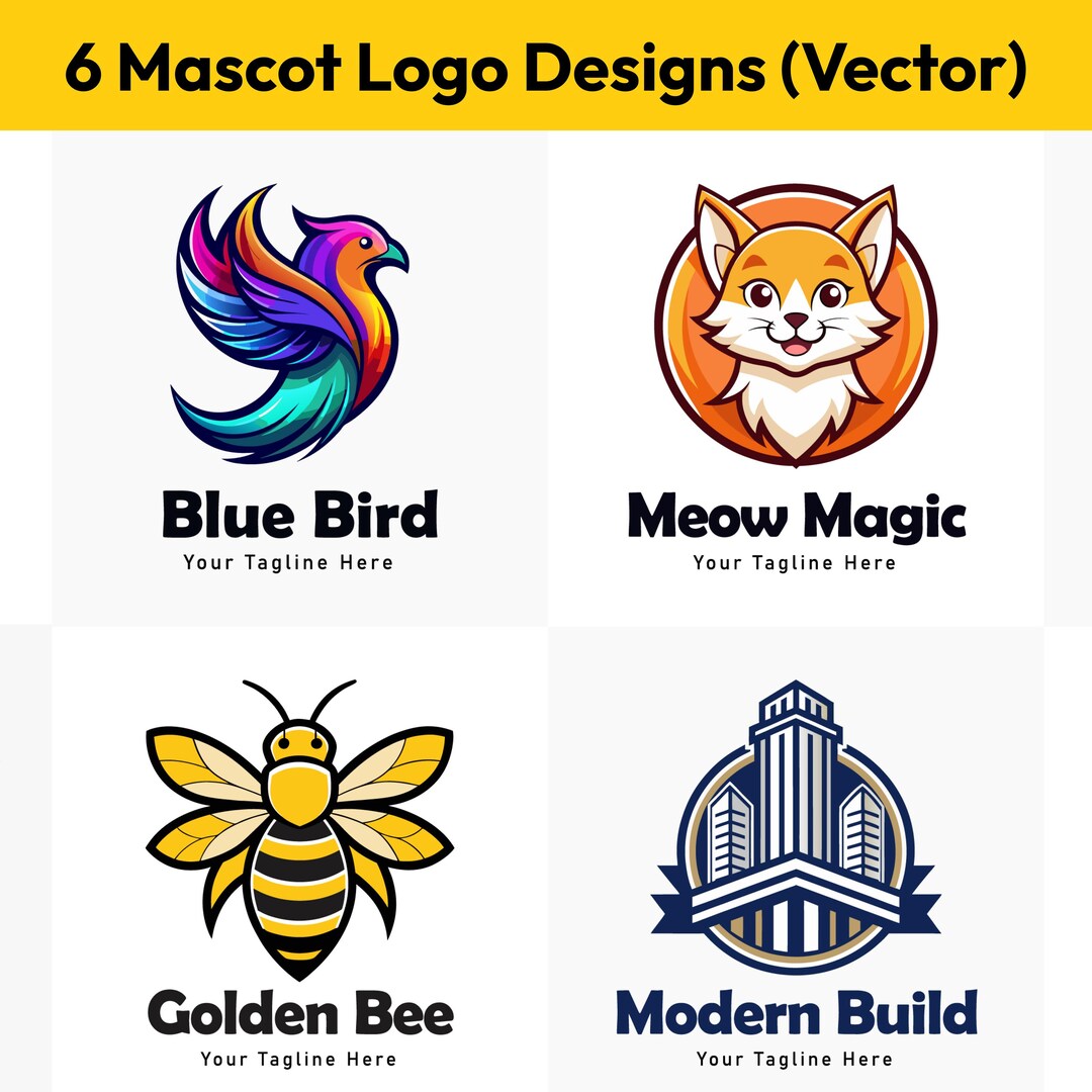 06 Editable Mascot Logo Design Templates (300dpi) - Etsy