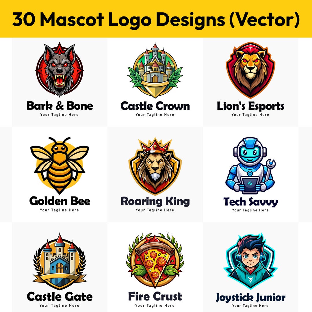 30 Editable Mascot Logo Designs (300dpi) - Etsy