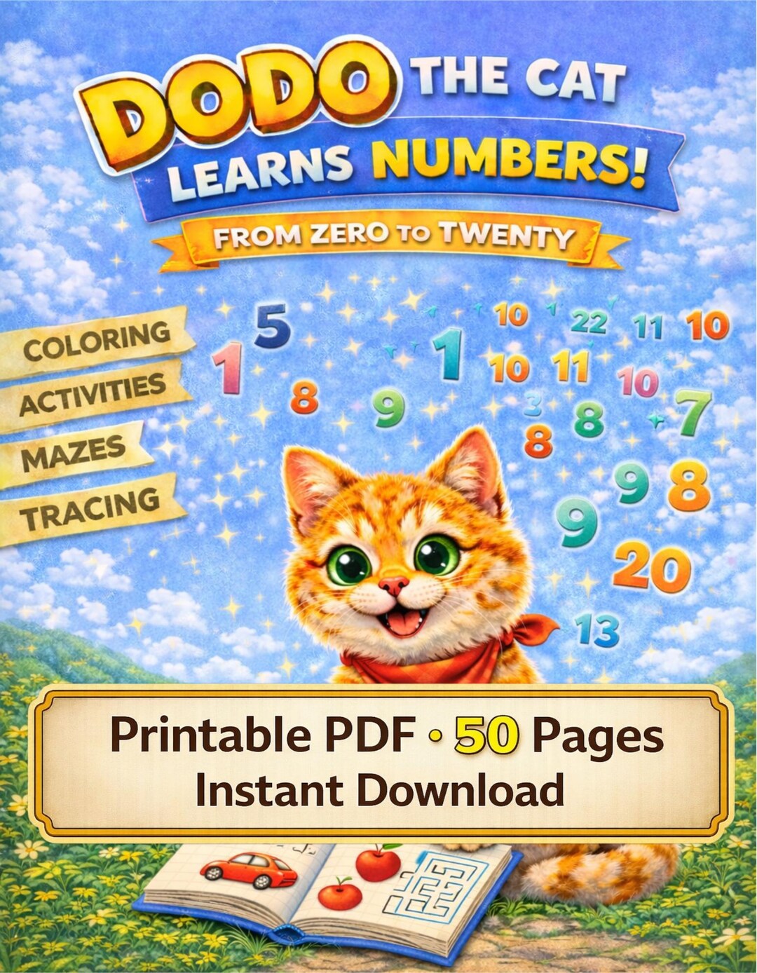 Dodo the Cat – Numbers 0–20 | Printable Kids Number Workbook | Coloring ...