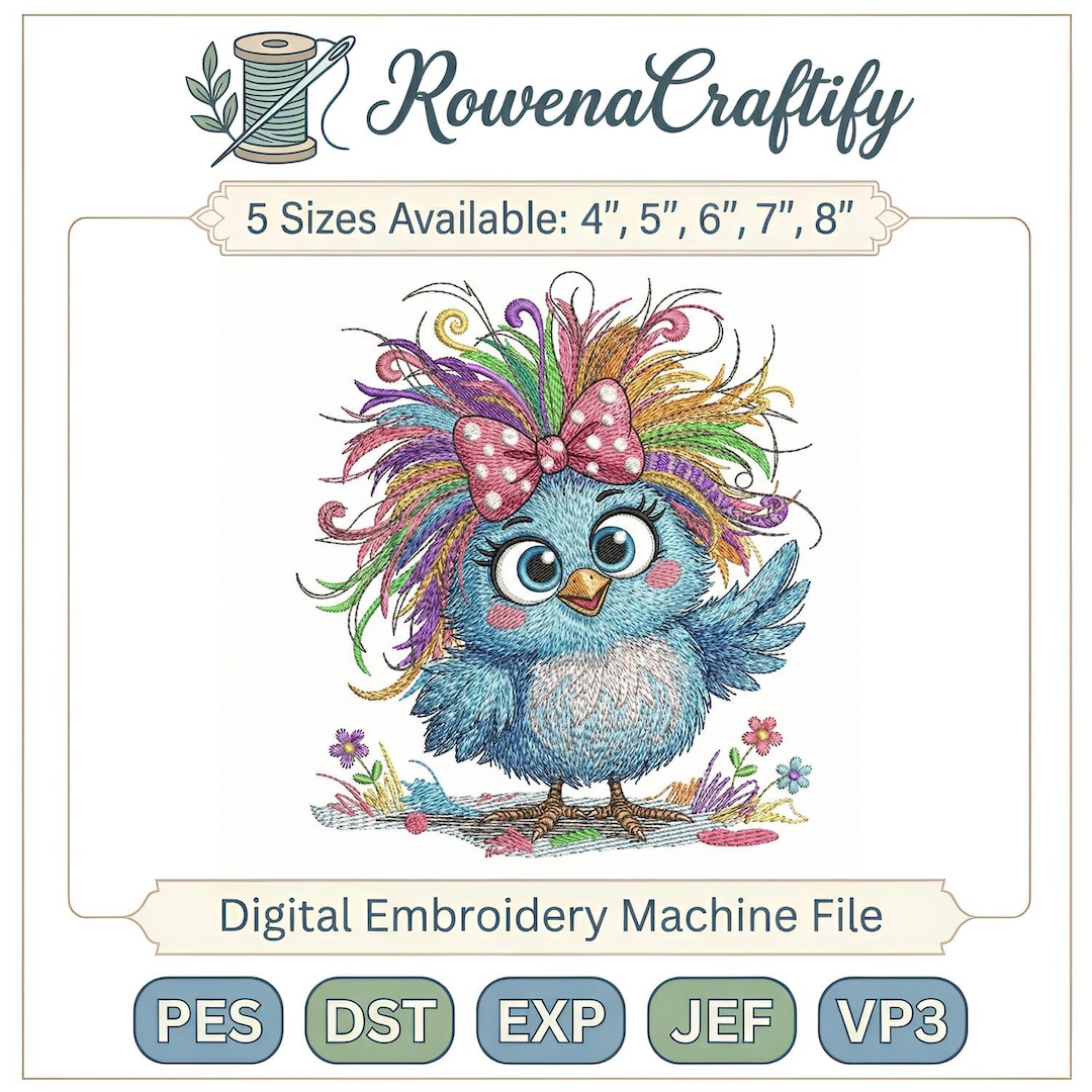 Crazy Chicken Embroidery Design, Funny Messy Hair Bird Machine ...