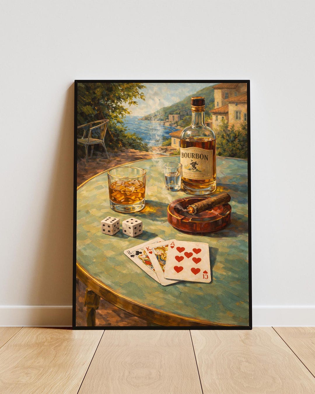 Whiskey Cigar Playing Cards Wall Art, Vintage Still Life Art Print - Etsy