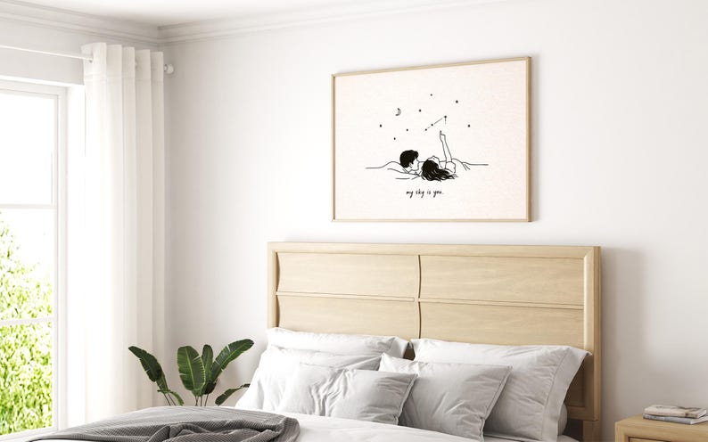 Minimal Couple Line Drawing Poster, Romantic Couple Wall Art, Modern ...