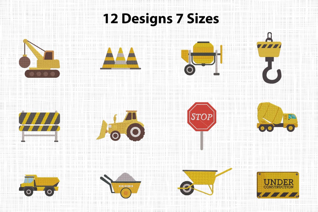 Construction Vehicle Embroidery Bundle Designs, Construction Trucks ...