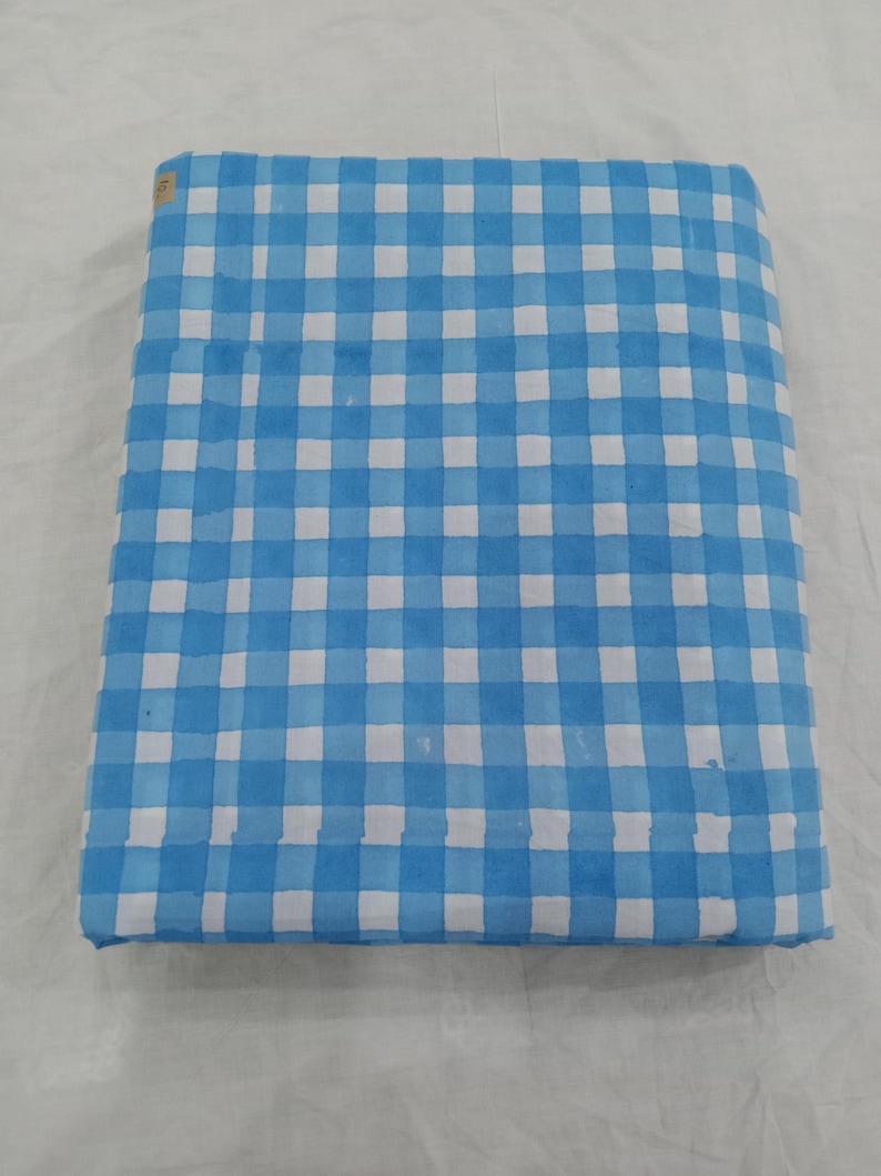 Blue White Gingham Cotton Fabric, Farmhouse Cottagecore Plaid Sewing ...