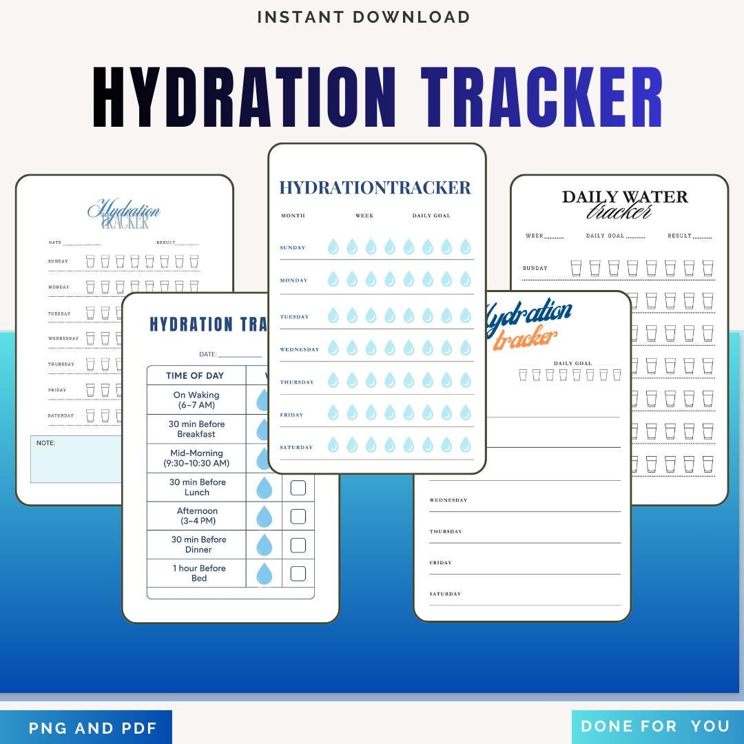 Daily Water Tracker Printable - Easy Hydration Log - Instant Digital ...