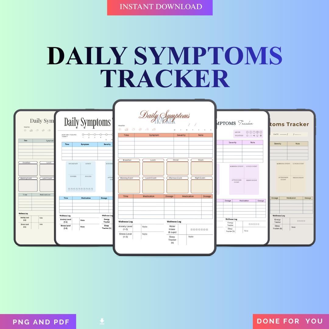 Health Symptom Journal Printable, Daily Wellness Tracker (PDF - PNG ...