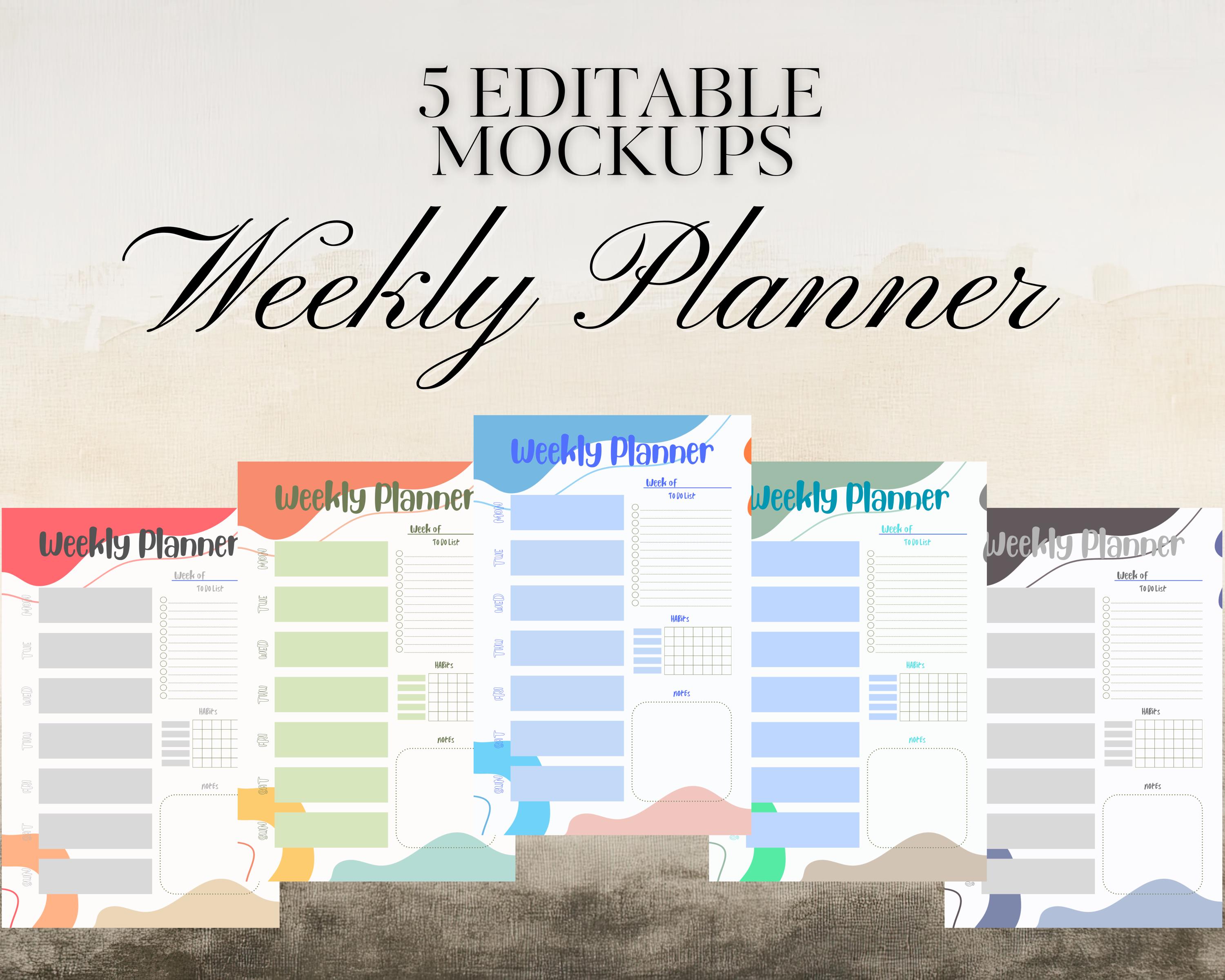 Weekly Planner Templates Printable PDF PNG | Weekly Schedule Planner ...